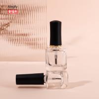 China Custom 8ml Unique Clear Empty Gel Glass Gel Nail Polish Bottles With Cap Brush for sale