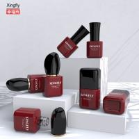 China Custom 8ml Unique Clear Empty Gel Glass Gel Nail Polish Bottles with Cap Brush for sale