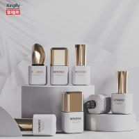 China Custom 8ml Unique Clear Empty Gel Glass Gel Nail Polish Bottles with Cap Brush for sale