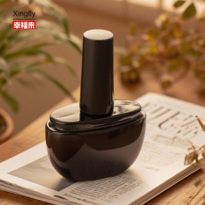 China 17ml Nail Polish Bottle Custom Color UV Gel Empty Glass Vial With Brush Stained Glass Design for sale
