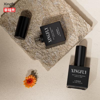 China 23ml Square Nail Polish Custom Color UV Gel Empty Glass Vial Bottle Stained Glass Design for sale