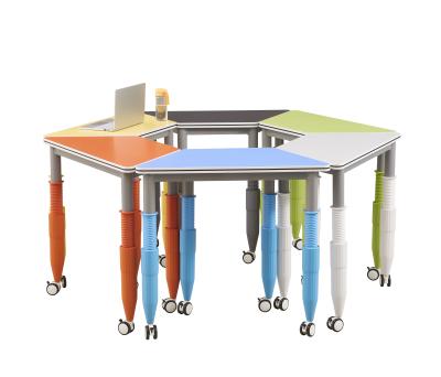 China Modern Height Adjustable Melamine Board Training Room Tables And Chairs for sale