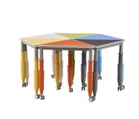 China PVC Edge Office Table And Chair Set Height Adjustable With Castors for sale