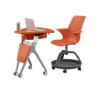 China Foldable Student ABS / PP Plastic Round Training Room Table And Chair Set for sale