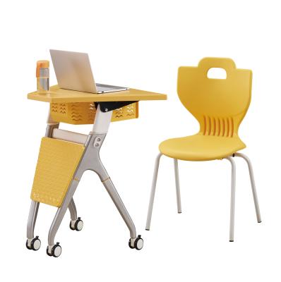 China Foldable PP Plastic Round Student Training Room Tables And Chairs Set for sale