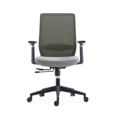 China Black MID Back Mesh Back Swivel Chair 3D PU Armrest Injection Foam For Seat for sale