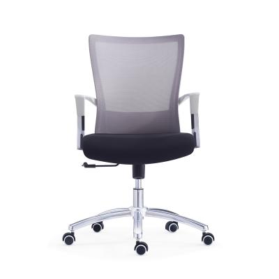 China Modern Office Furniture Middle Back Mesh Back Fabric Seat Swivel Office Chair for sale
