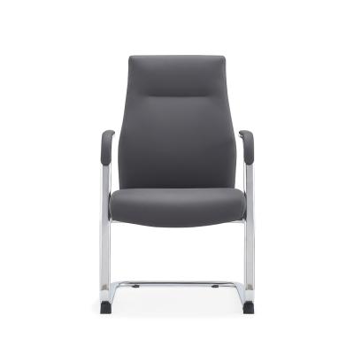 China PU Pad Armrest Leather Office Swivel Chair Office Visitor Chair Chrome Steel Frame for sale