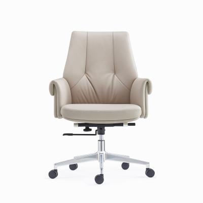 China Ergonomic PU Genuine Leather Office Swivel Chair Upholstery Armrest for sale