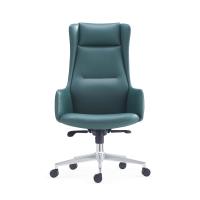 China Dark Green Executive Leather Office Chair Upholstery Armrest for sale