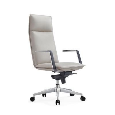 China High Back Genuine Leather Executive Chair 5 Position Sychron Mechanism for sale
