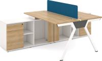 China Double Seats Office Table Cubicle Partition Wooden With Metal Legs for sale