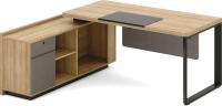 China 1.6M / 1.8M Wooden Office Computer Table Executive Office Desk With Metal Legs for sale