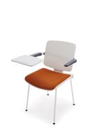 China Stackable Plastic PP Office Chair With Writing Pad Aluminium Alloy Wordpad for sale