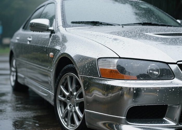 Car protected from rust with anti rust lubricant after rain