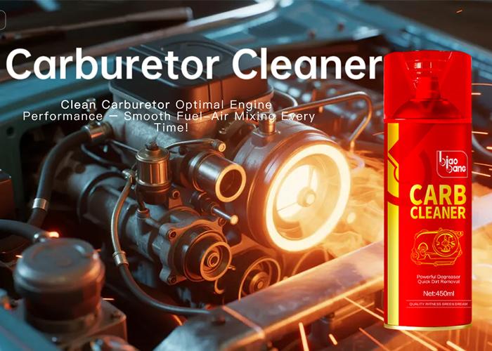 Car engine with a cleaned carburetor, showing smooth fuel-air mixing and efficient operation, illustrating improved engine performance after using carburetor cleaner