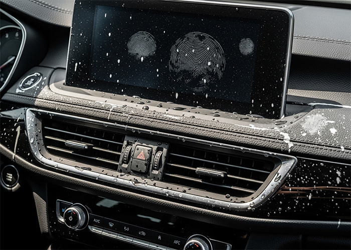 Car dashboard being wiped with inappropriate materials, demonstrating dashboard polishing mistakes
