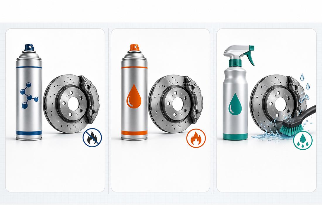 Comparison of chlorinated non-chlorinated and water-based brake cleaner types