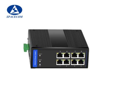 China Industrial Gigabit PoE Switch 8 Port 10/100/1000Base-T Redundant Power DC 9-56V for sale