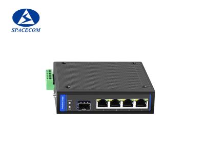 China Gigabit Industrial PoE Switch 4x10/100/1000Base-T 1x1000Base-X SFP 9-56V DC for sale