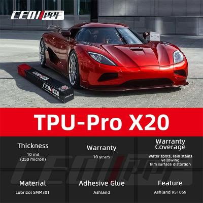 China Glossy Hydrophobicity 254 Micron Car Paint Protection Film TPU PRO X20 1.52m for sale
