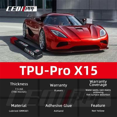 China TPU Films Transparent PPF Pro X15 Car Body Protect High Glossy Hydrophobicity for sale
