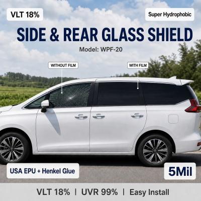 China EPU Glass Armor Side Rear Window Tint 5mil VLT 18% Deep Tint UVR99% China Factory for sale