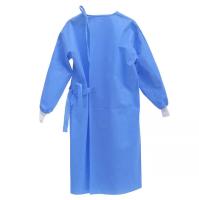 China Knit Cuffs SMS PP PE Fabric Surgical Gown Waterproof Blue Color for sale