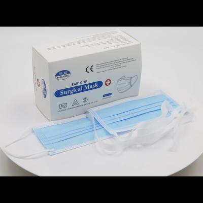 China Ce Approval Disposable Medical Face Mask 3 Ply Earloop Bfe 98% for sale