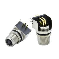 China Waterproof Electric M8 Right Angle Connector 3 Pin Male PCB Panel Rear Mount for sale