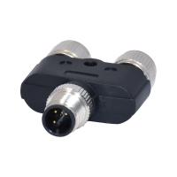 China M12 Waterproof Y Splitter Cable 3 to 12 Pins Female to Male Overmolded IP67 for sale