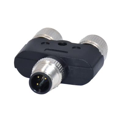 China M12 Waterproof Y Splitter Cable 3 to 12 Pins Female to Male Overmolded IP67 for sale