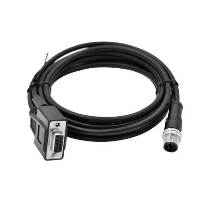 China IP68 M12 4 Pin Male to DSUB 9 Pin Female Waterproof Cable Connector PVC PUR 250V for sale