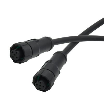 China M12 Waterproof Connector Female Overmolded 3-8 Pin Black Cable Connector IP67 for sale