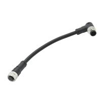 China Right Angle M12 to M8 Waterproof Connector Female Male 12pin PUR PVC Cable 20cm for sale