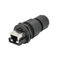 China CuZn PA66 Waterproof RJ45 Panel Mount Jack 8P8C Cat5e Cat6a Connector for sale