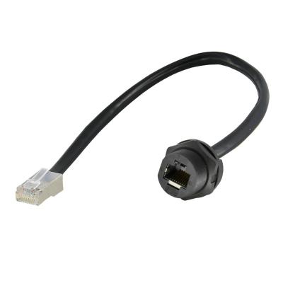 China RJ45 Waterproof Cable Connector 8P8C Male to Female Screw Lock IP68 Cat5e Cat6a for sale