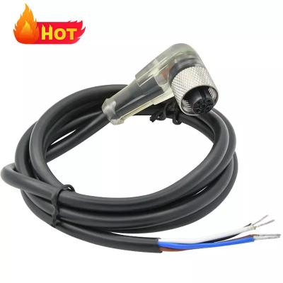 China Rigoal 90 Degree M12 Waterproof Connector 4 Pin A Code LED Transparent Female Wire for sale