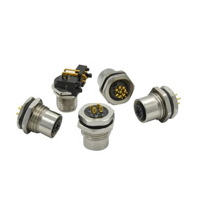 China M12 3 Pin Waterproof Panel Mount Connector IP67 4 Contacts 5 Cores Male Female for sale