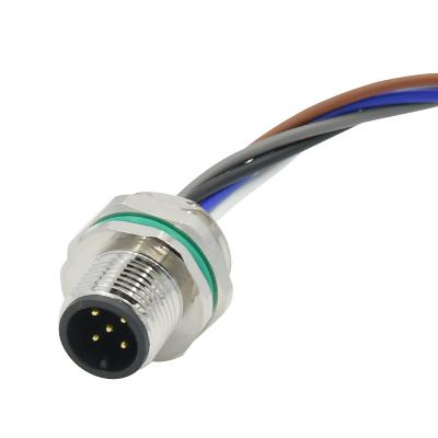 China M12 Panel Mount Connector 5 Pin A B D X Coding IP67 Watertight Sensor Connector for sale