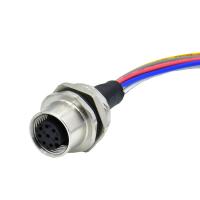 China M12 A Coded 8 Pins Panel Mount Waterproof Connector Rear Lock Female Connector With Wire for sale