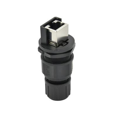 China Male Female Waterproof Rj45 Connector Straight / Elbow Panel Mount / Assembly With Shell for sale