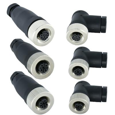 China A B D X Code Waterproof M12 Connector Elbow Male Female Plug Screw Locking for sale