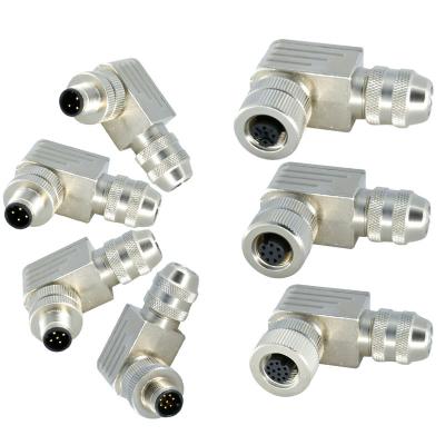 China M12 Waterproof Connector A Code Straight Elbow Sensor Assembly Metal Free Plug 4 Pin for sale