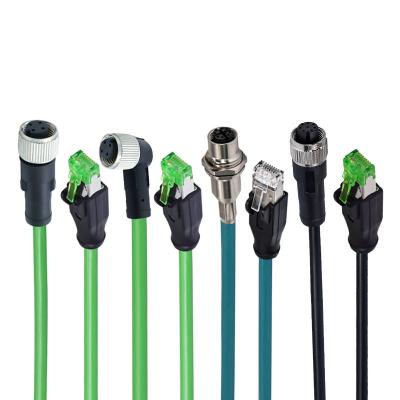 China M12 To Rj45 Waterproof Cable Connectors 4 / 8 Core Ethernet Network Communication for sale