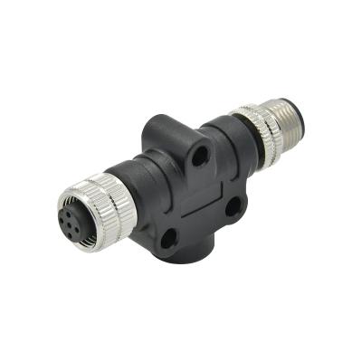 China IP68 M12 T Type Waterproof Connector 5Pin Male to Female A Code Adapter for sale