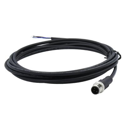 China Circular 3 Core M12 Waterproof Connector A Coded 180 Degree 90 Degree Custom Cable IP67 for sale