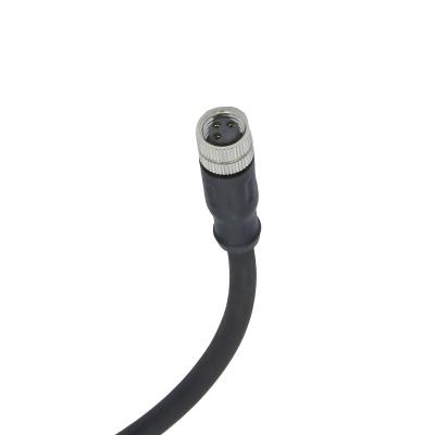 China M8 3 Pin A Code Waterproof Connector Male Female Straight Angle IP67 PVC PUR Power Cable for sale