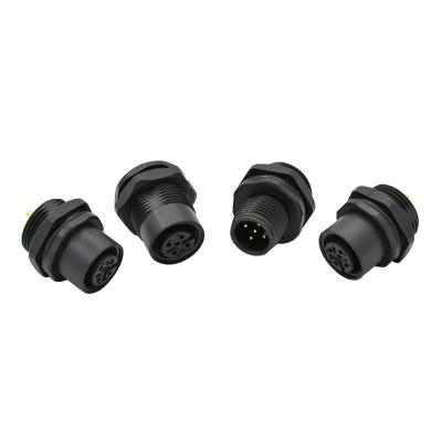 China Screw Panel Mounting Metal Plastic M12 4 5 Contacts Waterproof Sensor M12 Receptacles Connectors for sale
