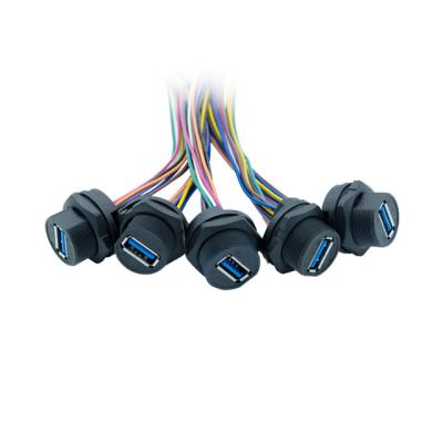 China IP67 Waterproof USB Connector Cable USB 3.0 Type C Micro USB Panel Mount 1m for sale
